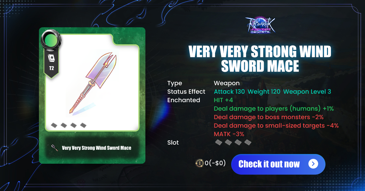 Very Very Strong Wind Sword Mace - Marketplace | Maxion