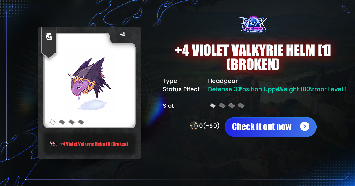 +4 Violet Valkyrie Helm [1] - Marketplace | Maxion