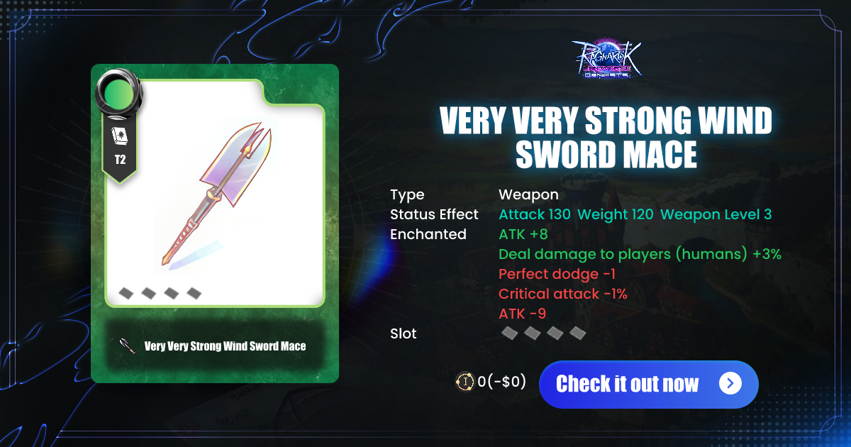 Very Very Strong Wind Sword Mace - Marketplace | Maxion