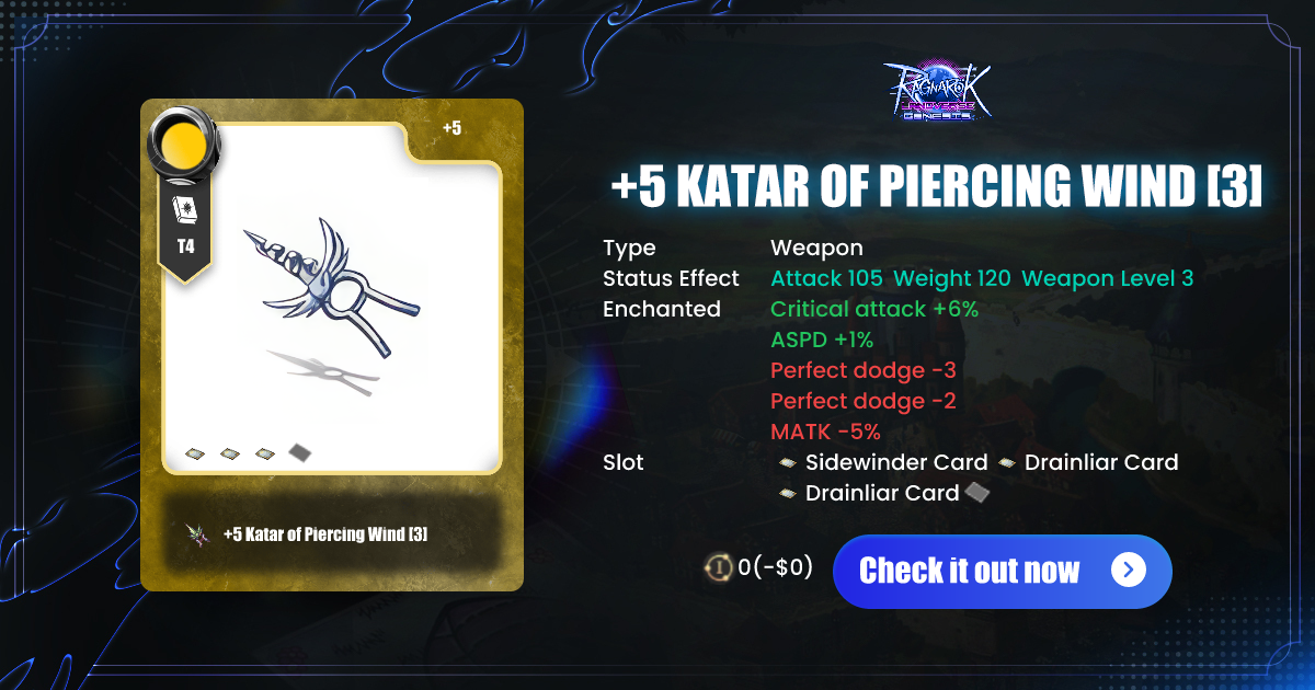 +5 Katar of Piercing Wind [3] - Marketplace | Maxion