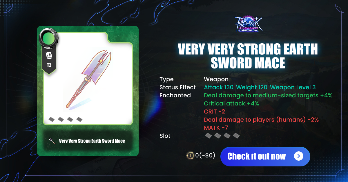 Very Very Strong Earth Sword Mace - Marketplace | Maxion