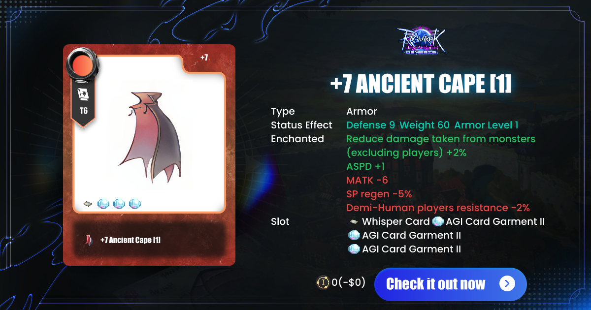 +7 Ancient Cape [1] - Marketplace | Maxion