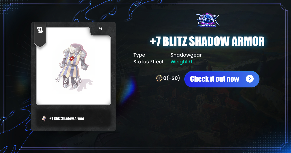 +7 Blitz Shadow Armor - Marketplace | Maxion