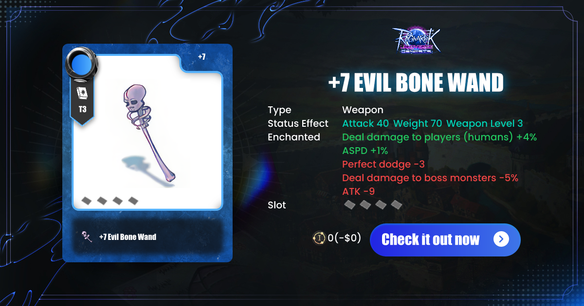 +7 Evil Bone Wand - Marketplace | Maxion