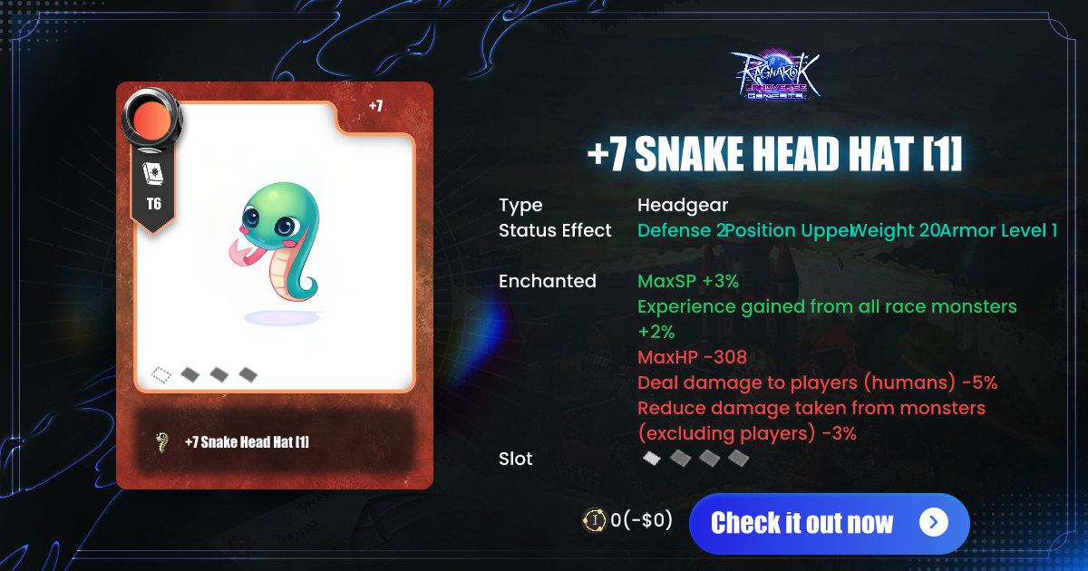 +7 Snake Head Hat [1] - Marketplace | Maxion