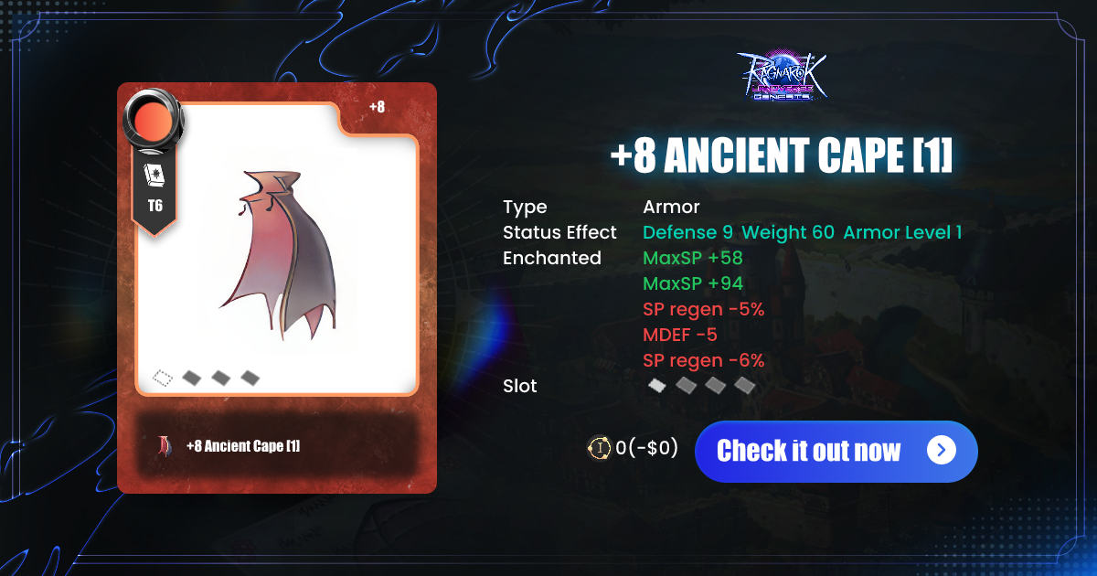 +8 Ancient Cape [1] - Marketplace | Maxion