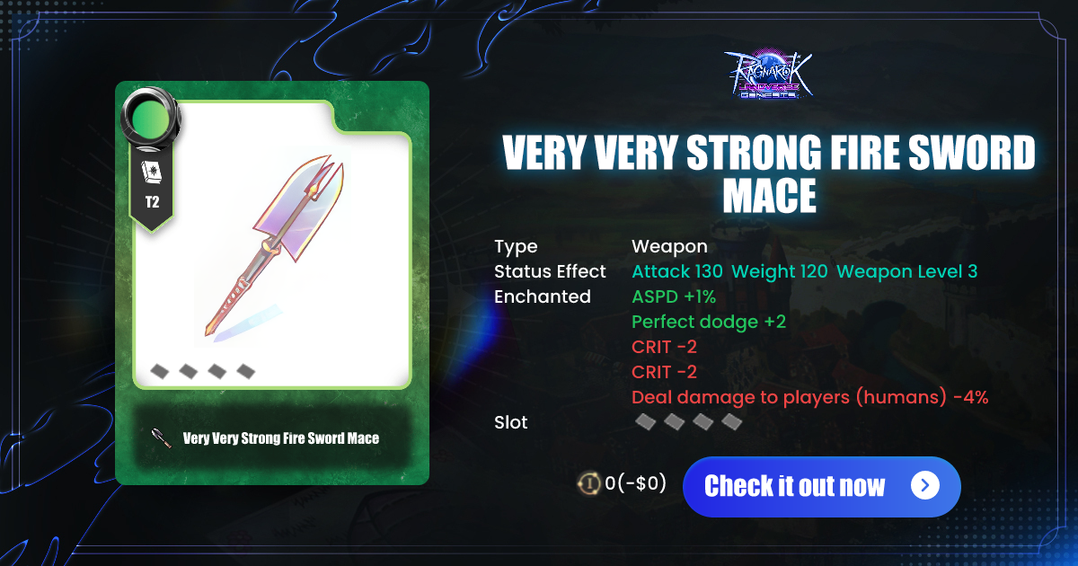 Very Very Strong Fire Sword Mace - Marketplace | Maxion